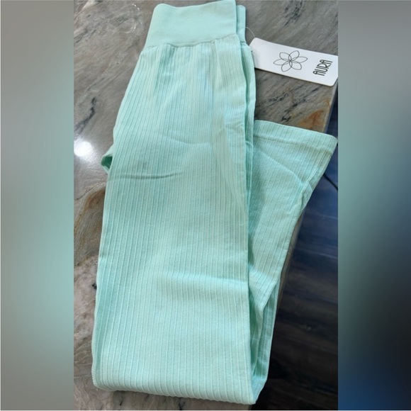 Pants & Jumpsuits | Mint Green Ribbed Lounge Pants Aura Leggings Women ...